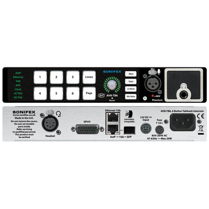Sonifex AVN-TB6 6 Button Talkback Intercom | 3D Broadcast