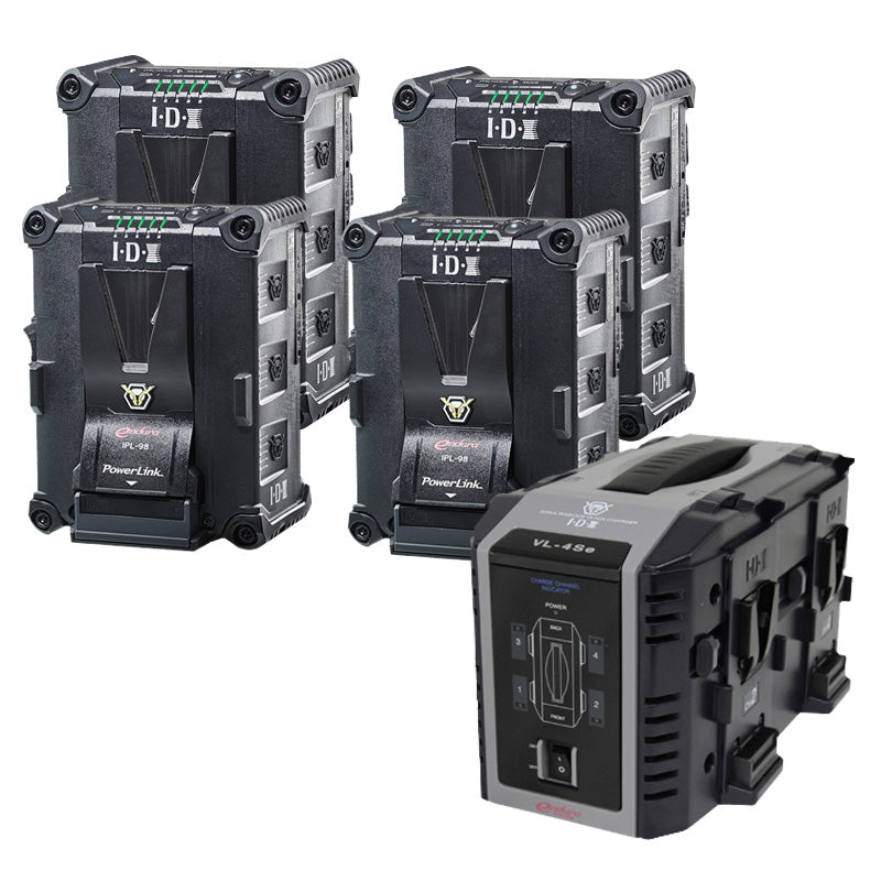 IDX IP-98/4Se V-Mount Battery Kit 4x IPL-98 Batteries 1x VL-4SE ...