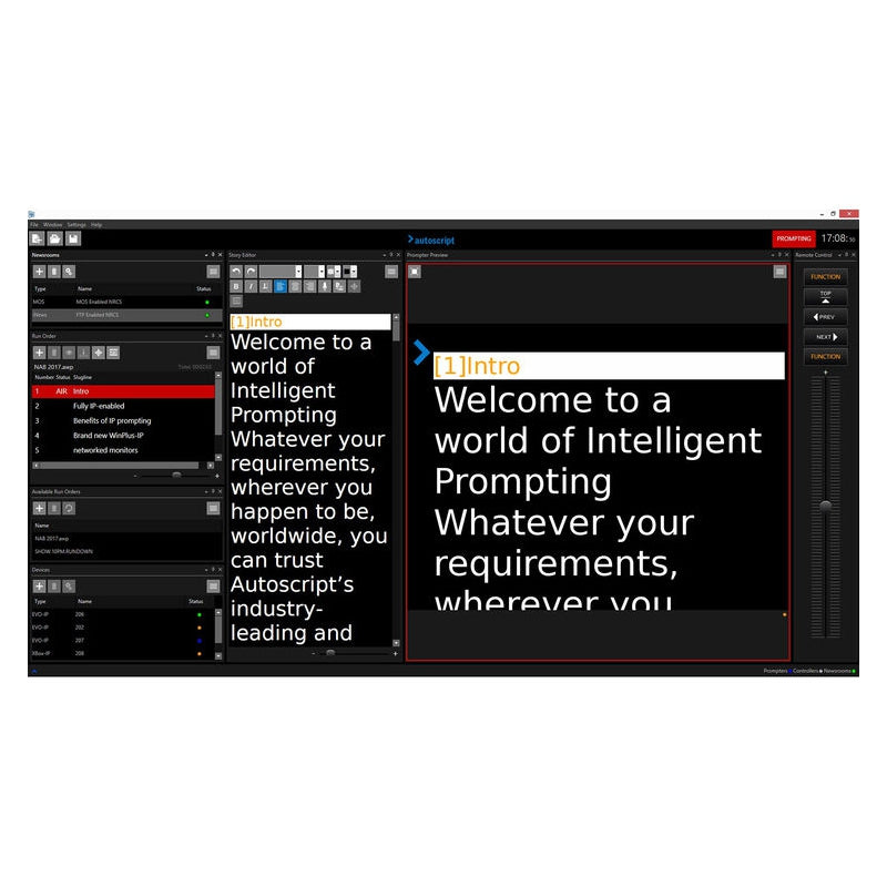 Autoscript WinPlus-IP Studio Prompting Software Application | 3D Broadcast