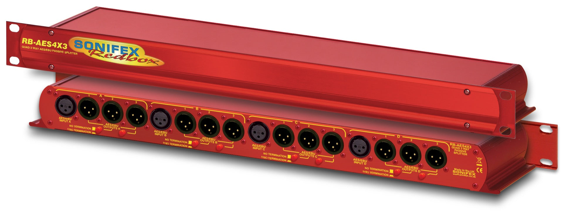 SONIFEX RB-AES4X3 Quad 3 Way AES/EBU Splitter XLR Connectors | 3DBroadcast